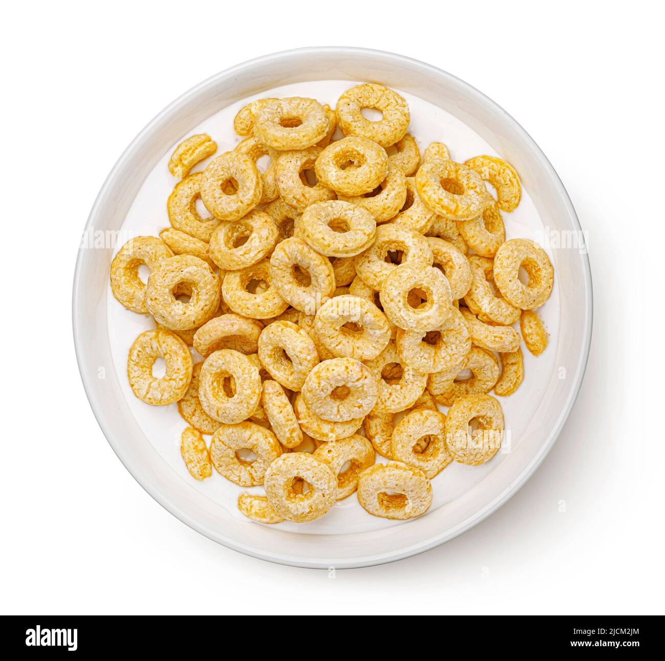 Corn rings with milk isolated on white background top view Stock Photo ...
