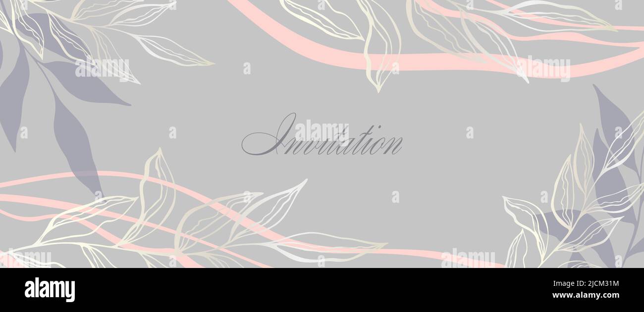 Wedding invitation abstract background in boho style with golden lines ...