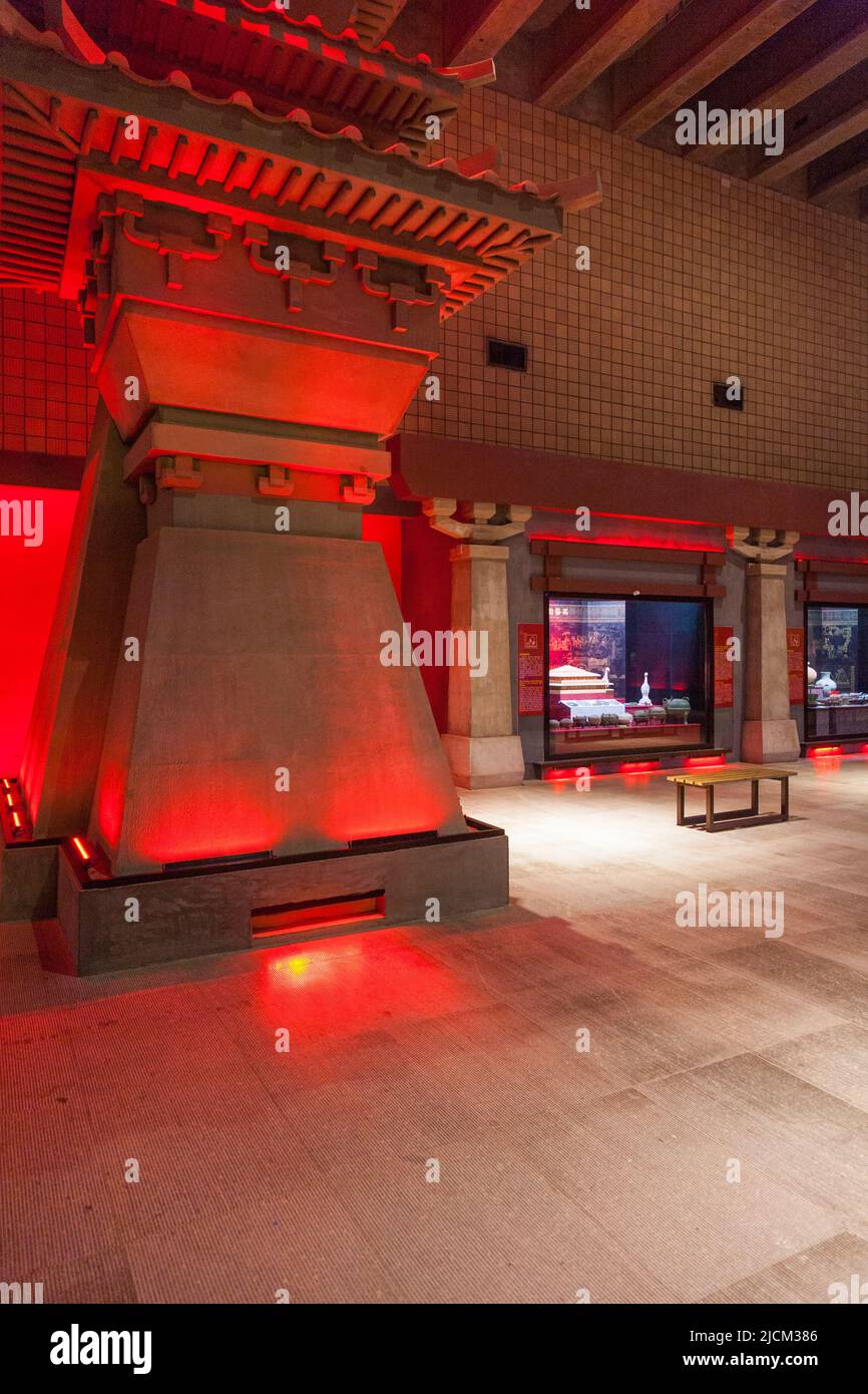 View showing interior and exhibit Display cases and exhibits inside the ...