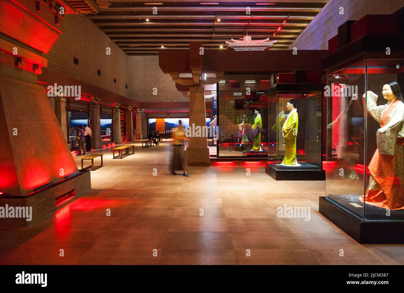 View showing interior and exhibit Display cases and exhibits inside the ...