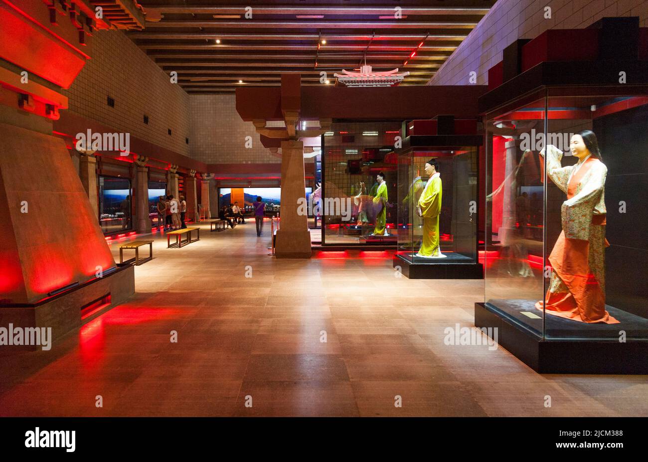 View showing interior and exhibit Display cases and exhibits inside the ...