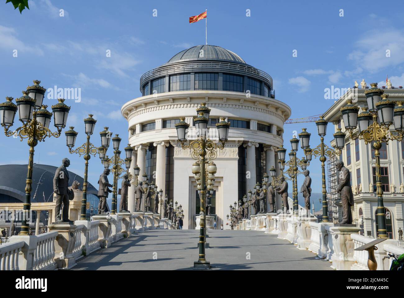 Skopje, Macedonia - 8 May 2022: statues on Art bridge at Skopje on ...
