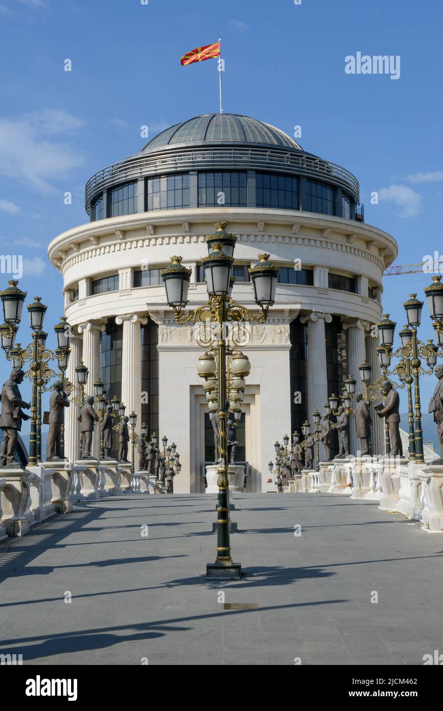 Skopje, Macedonia - 8 May 2022: statues on Art bridge at Skopje on ...