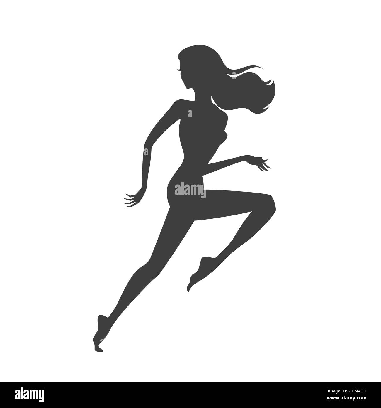 Vecto illustration of woman silhouette running isolated on white ...