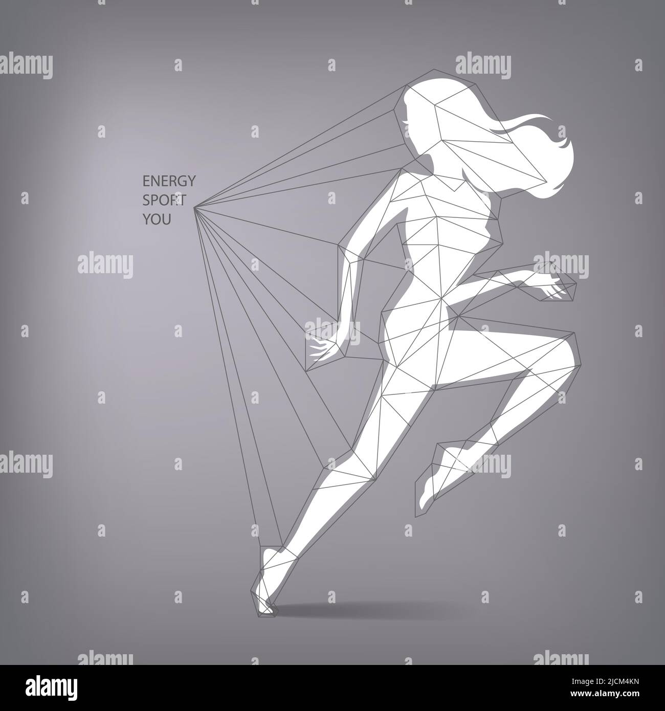 Vector illustration of running woman silhouette in triangles and ...