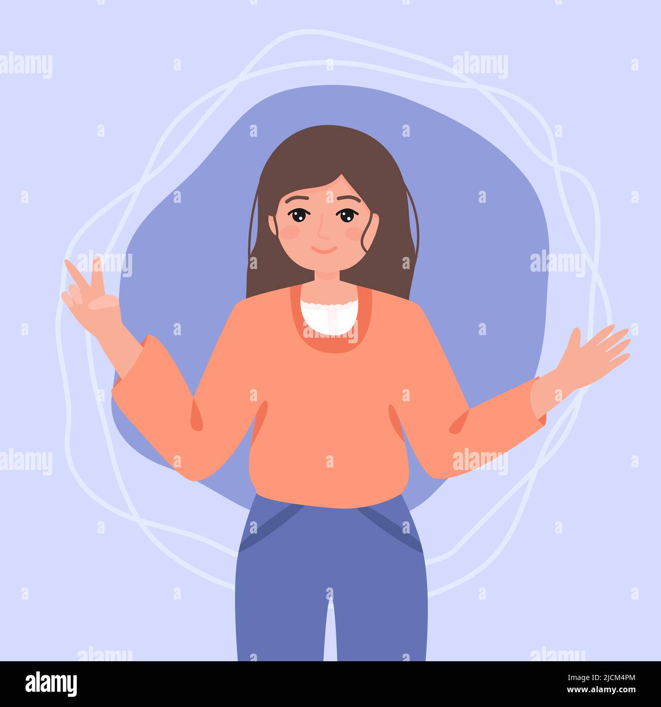 Vector illustration of young girl. Happy youth day. Teenage girl ...