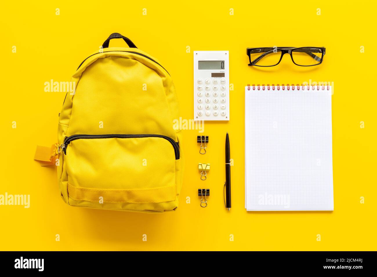Flat lay of school backpack with school items and student accessories ...