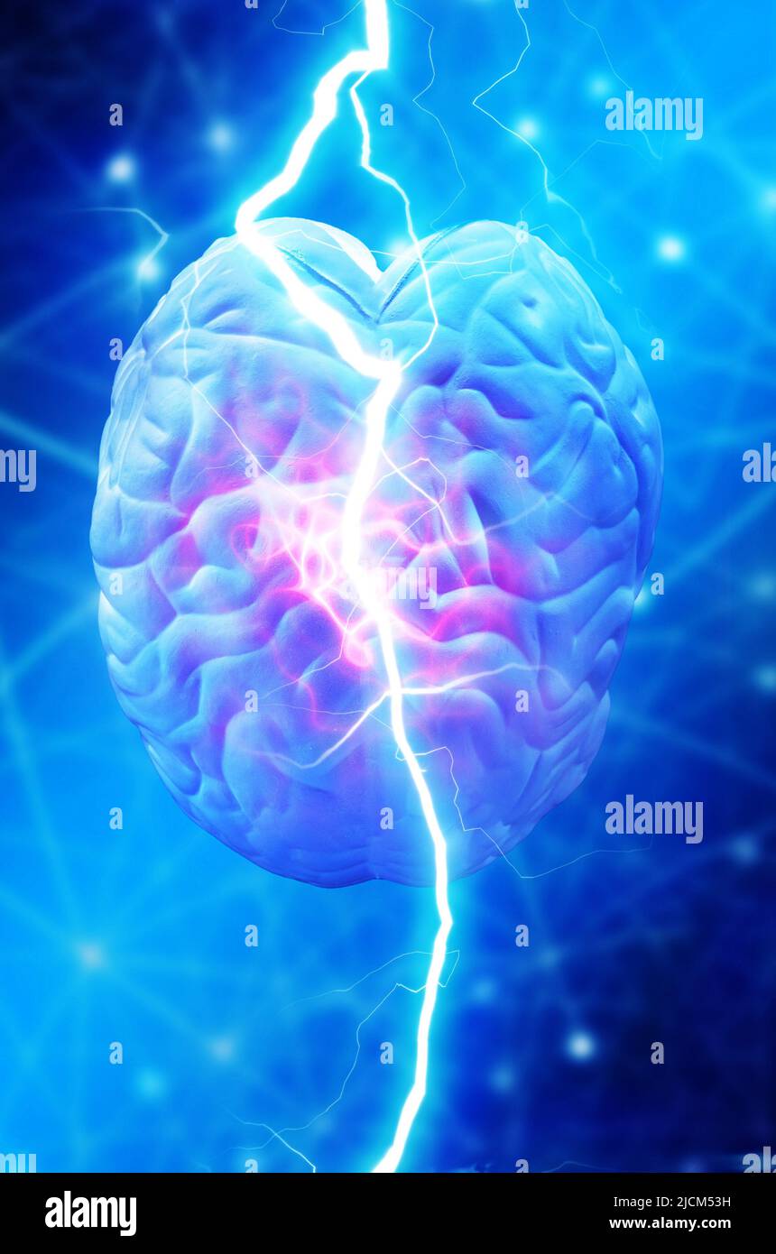 human brain from above and electric activity inside it Stock Photo - Alamy
