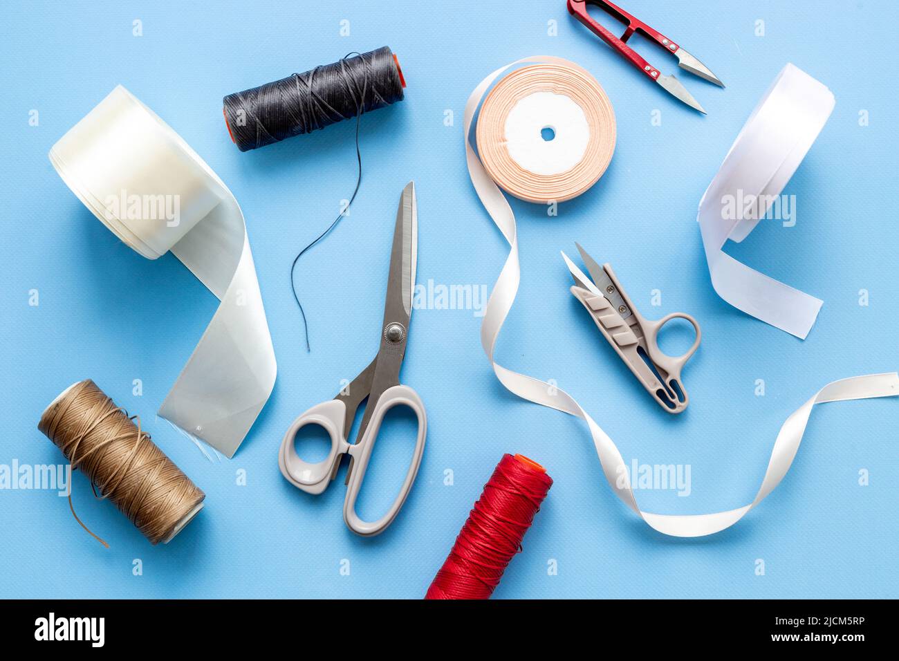 Sewing background with tailor and knitting accessories. Tailoring ...