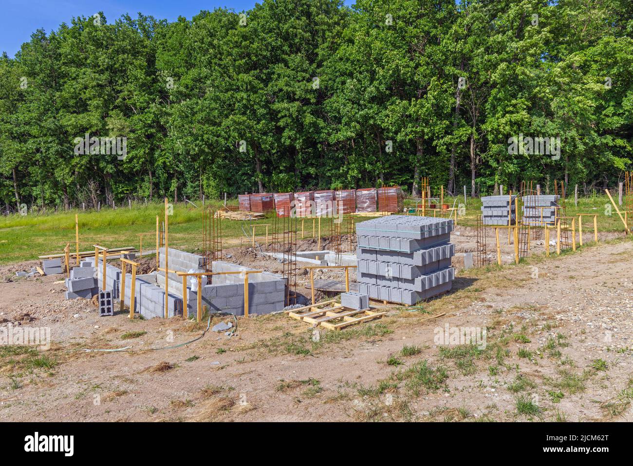 Building House Foundation Basement Concrete Blocks Construction Site ...