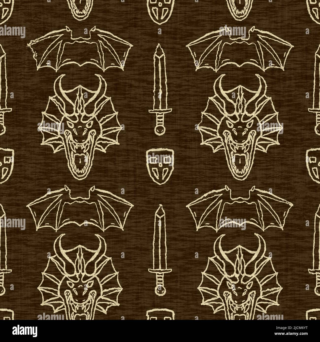 Dragon linen effect texture seamless pattern. Woven mythical beast for ...