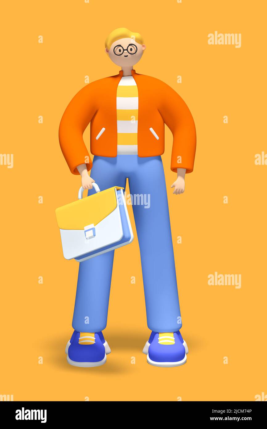 Young ambitious businessman - realistic colorful 3d illustration Stock ...