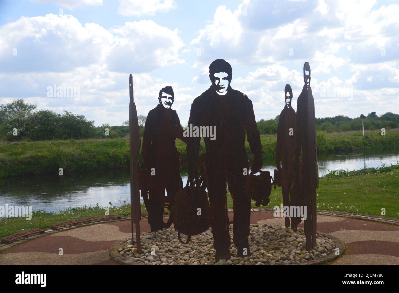 Metal Sculpture Memorial of Five Pilots Walking in Honour of RAF 47 ...