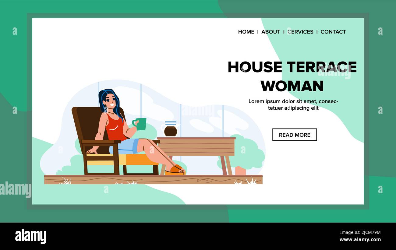 house terrace woman vector Stock Vector Image & Art - Alamy