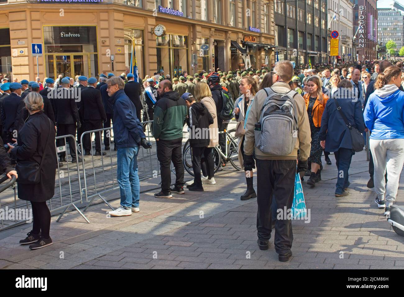 People watching the National Parade on the Flag Day of the Finnish ...