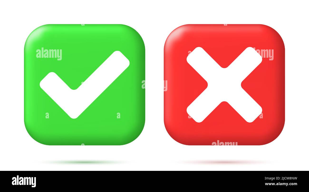 3D Right and Wrong Button in Square Shape Stock Vector Image & Art - Alamy