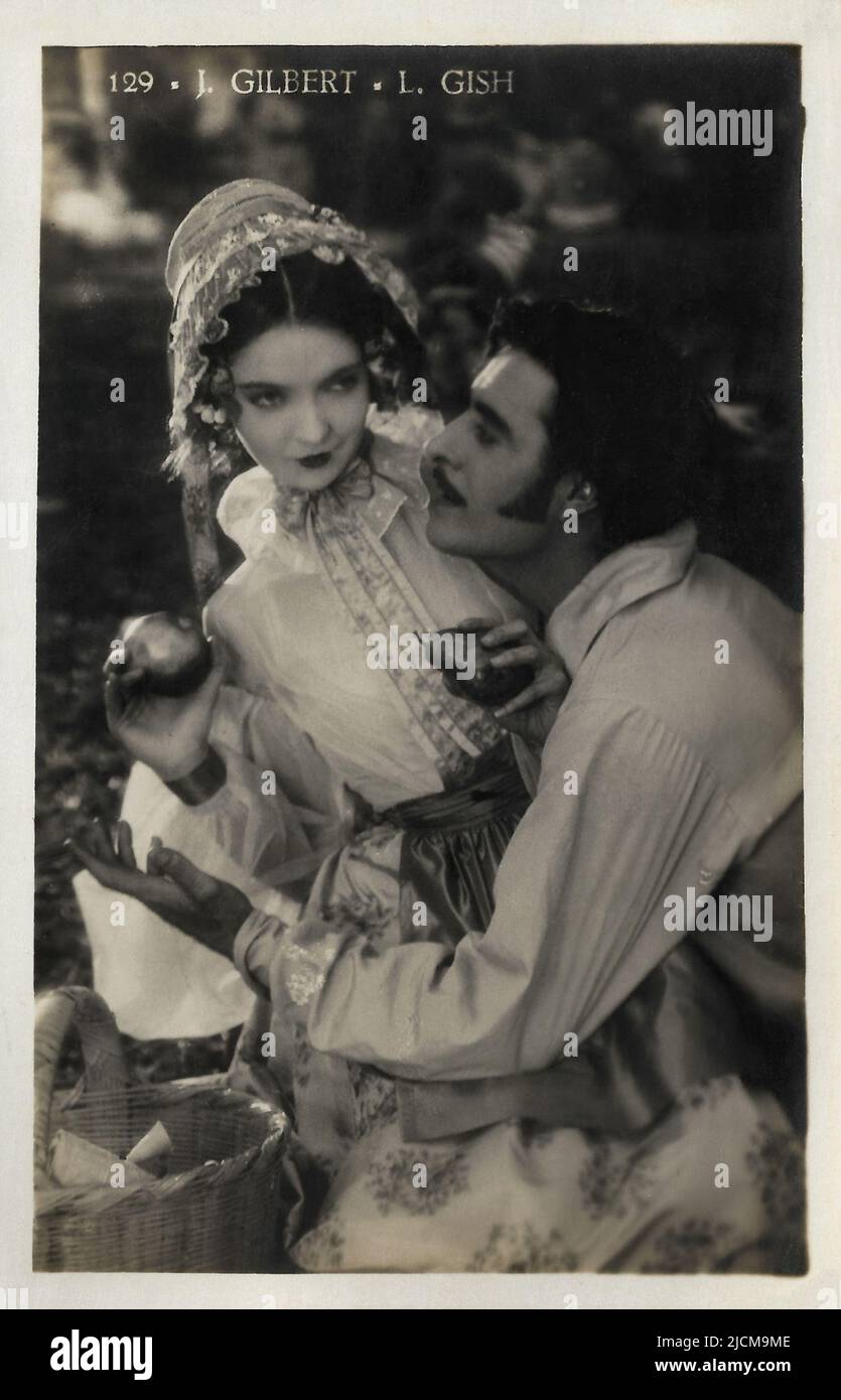 Portrait of Lilian Gish and John Gilbert in La Bohème (1926) - Silent Hollywood era Stock Photo ...
