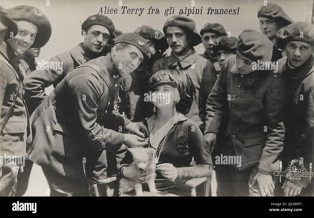 Portrait of Alice Terry amidst the French Alpine Hunters (Mare Nostrum ...