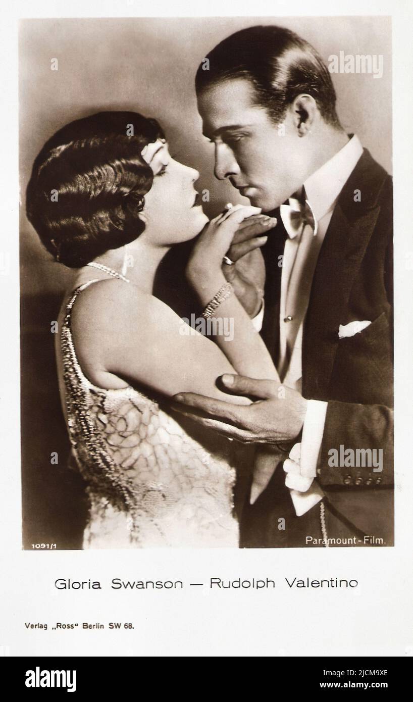 Portrait of Gloria Swanson and Rudolph Valentino in Beyond the Rocks ...
