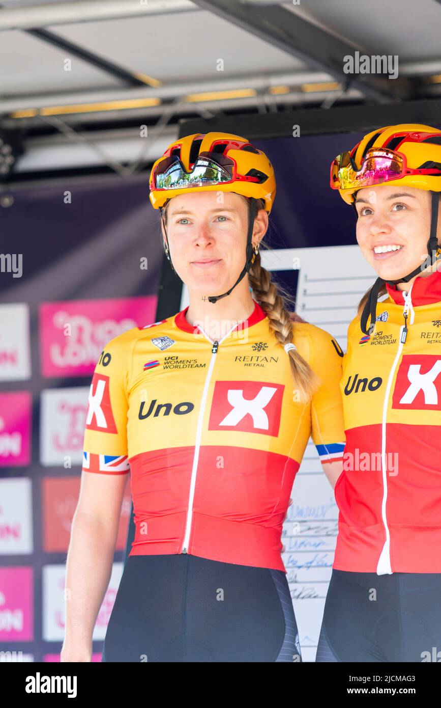 Hannah Barnes, Amalie Lutro, cyclists of team Uno X Pro Cycling Team at ...