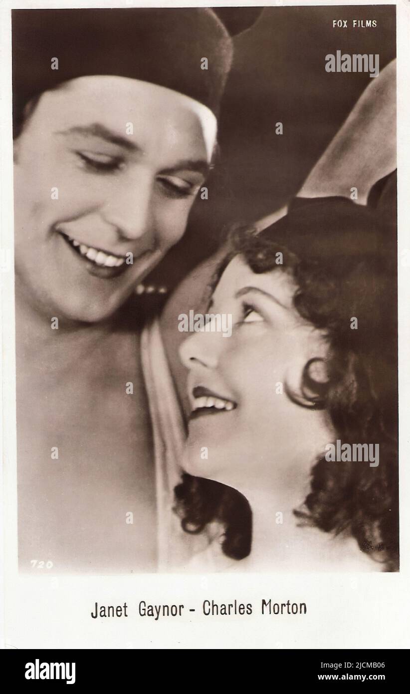 Portrait of Janet Gaynor and Charles Morton in 4 Devils (1928) - Silent Hollywood era Stock ...