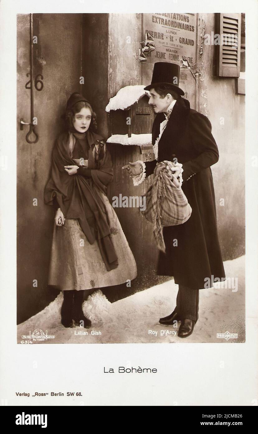 Portrait of Lillian Gish and Roy D'Arcy in La Bohème (1926) - Silent ...
