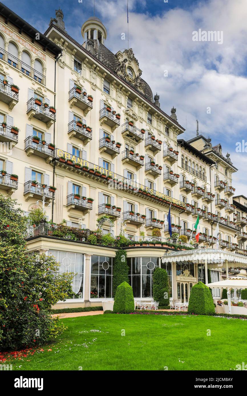 The facade of the Grand Hotel des Iles Borromees, Stresa, Lake Maggiore ...