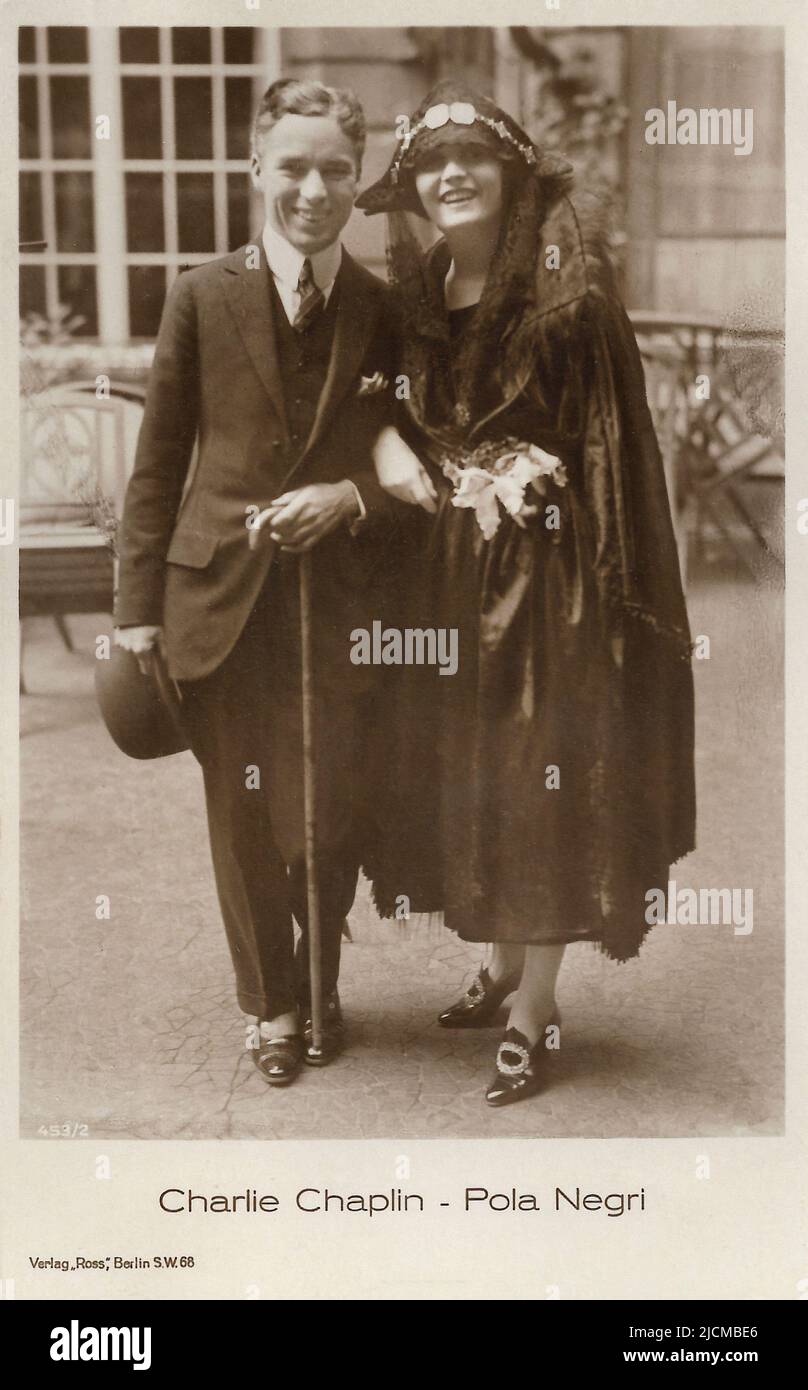 Portrait of Charlie Chaplin and Pola Negri - Silent Hollywood era Stock ...