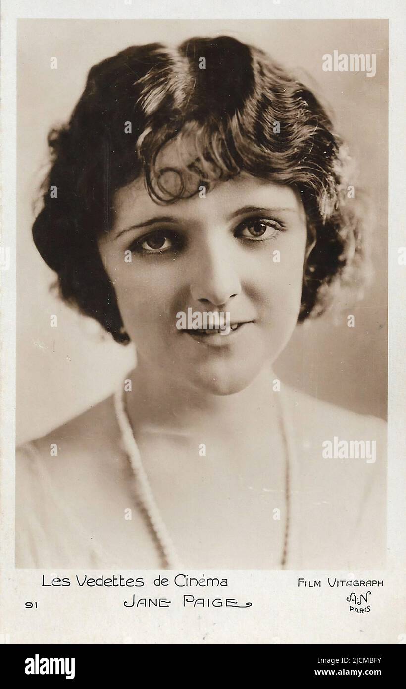 Portrait of Jane Paige aka Jean Paige - Silent Hollywood era Stock ...