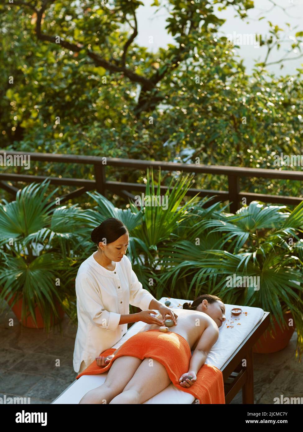 Woman Receiving Tibetan Massage at Sunset, Ananda Spa, Ananda in the ...