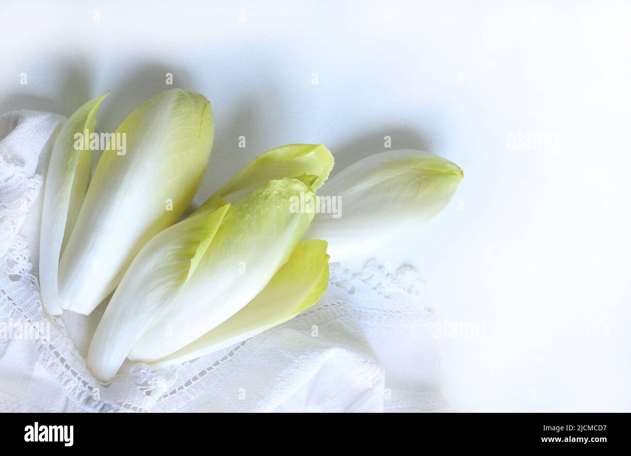 Group of raw endives on white background Stock Photo - Alamy
