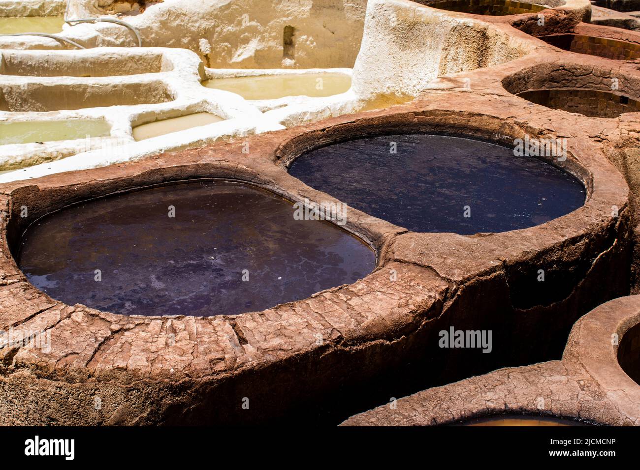 Fez, Morocco - June 13, 2022 Chouara Tannery, The dyeing vats at ...
