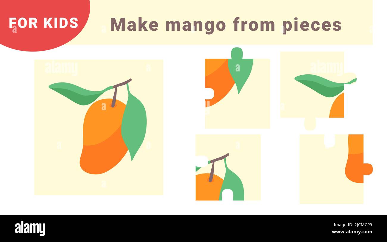 Kids activity worksheet. Education game for children. Mango puzzle ...