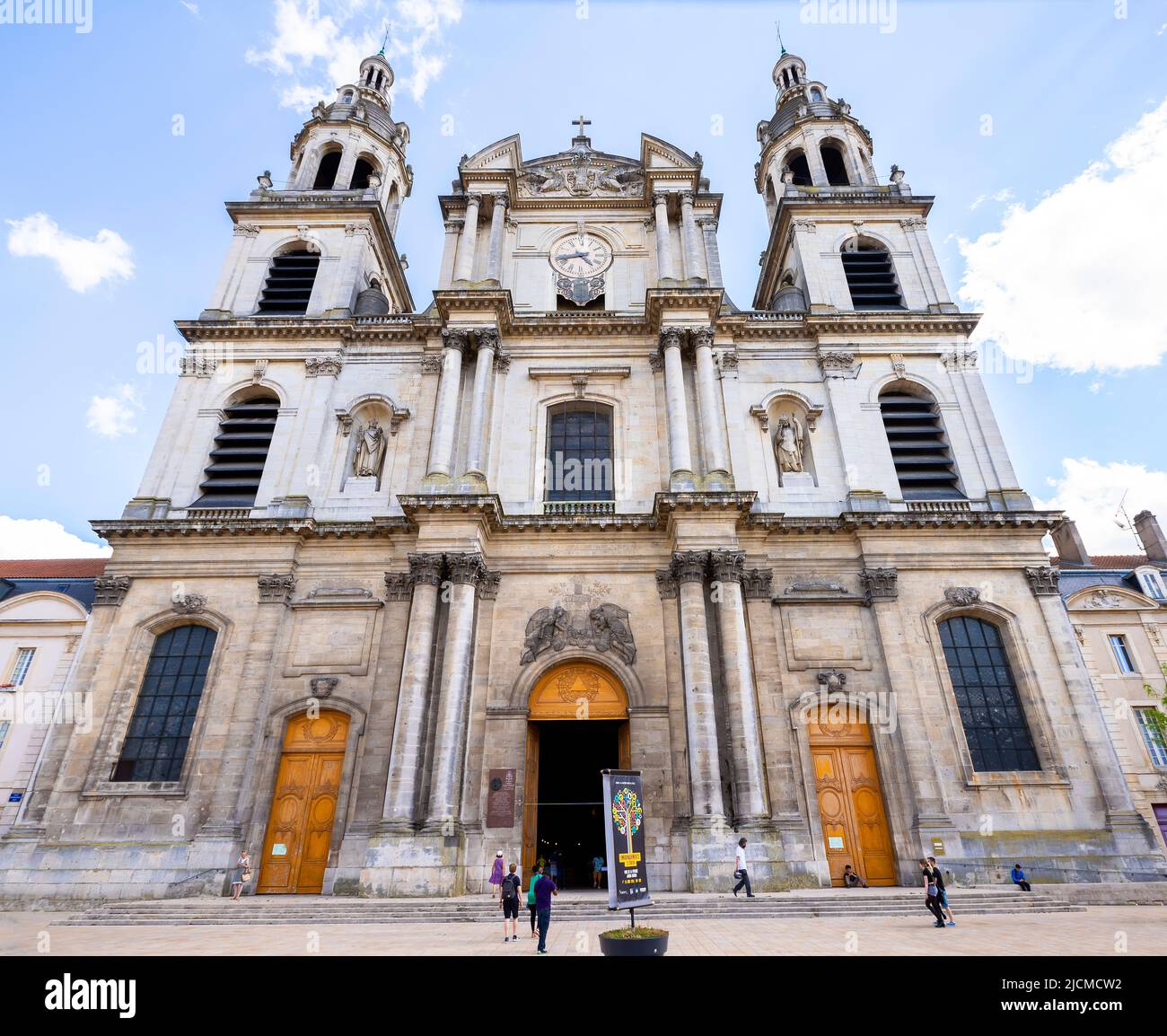 West facade of Cathedral Notre Dame of Annocitacion in Nancy. Nancy is ...