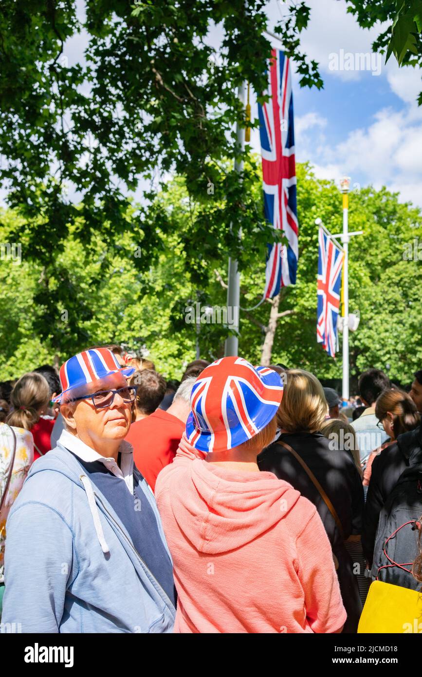 Crowd on The Mall in London, England recording The Platinum Jubilee ...