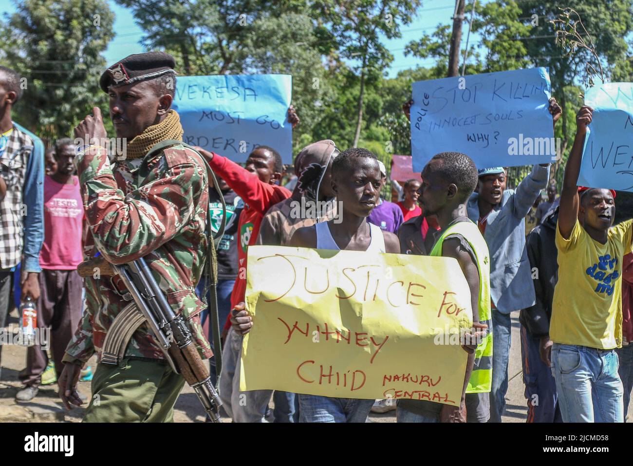Nakuru, Kenya. 13th June, 2022. Protesters hold placards demanding ...