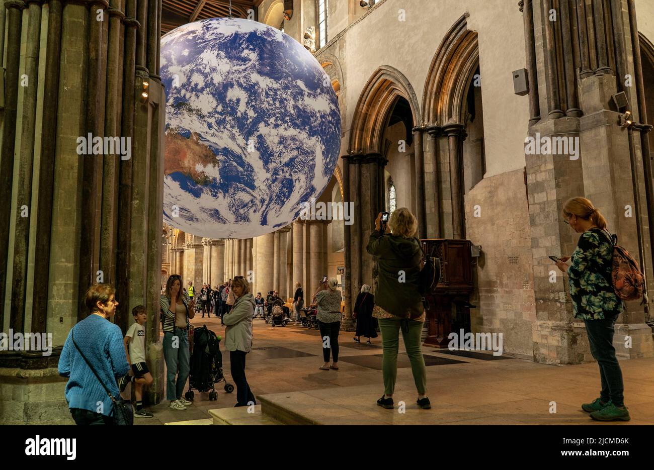 Luke Jerram’s Gaia at Rochester Cathedral in Kent. Measuring seven ...