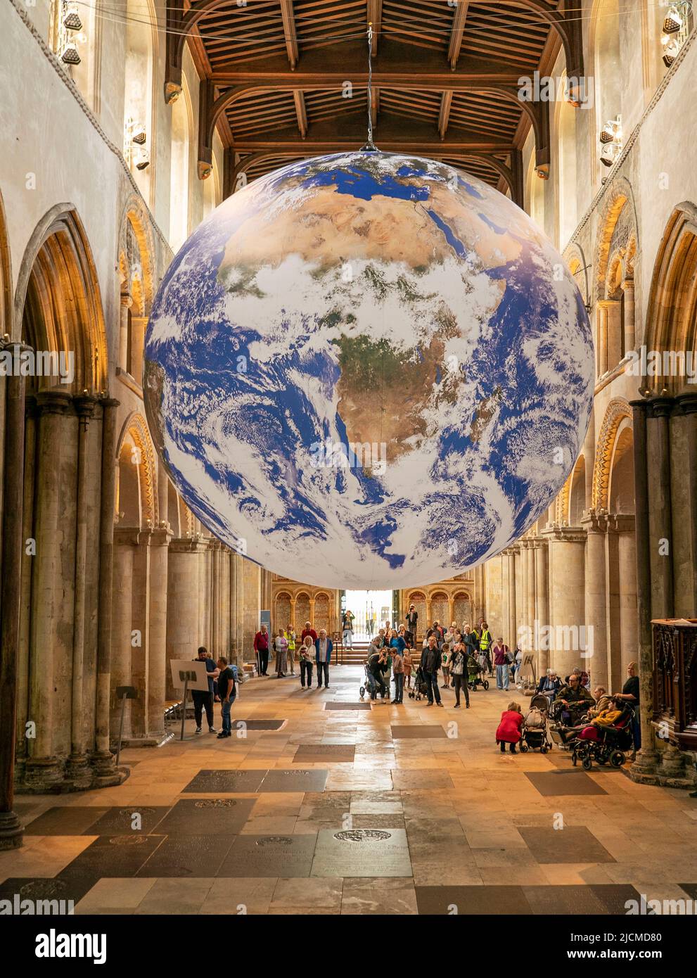 Luke Jerram’s Gaia at Rochester Cathedral in Kent. Measuring seven ...