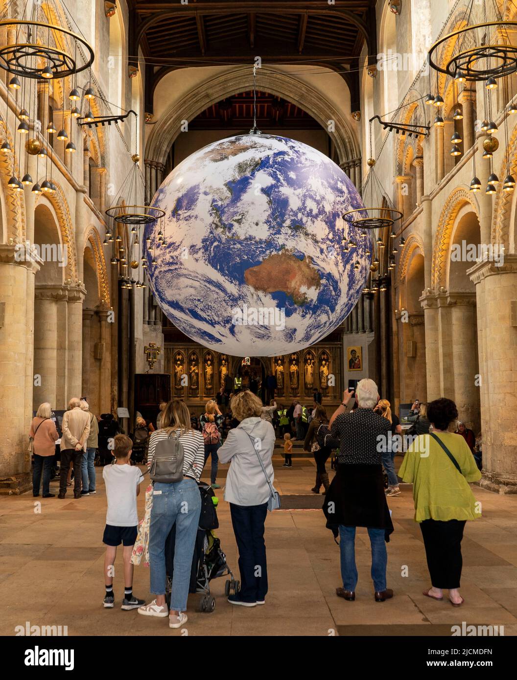 Luke Jerram’s Gaia at Rochester Cathedral in Kent. Measuring seven ...
