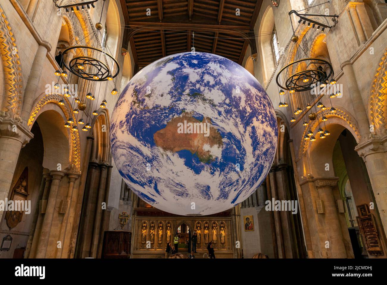 Luke Jerram’s Gaia at Rochester Cathedral in Kent. Measuring seven ...