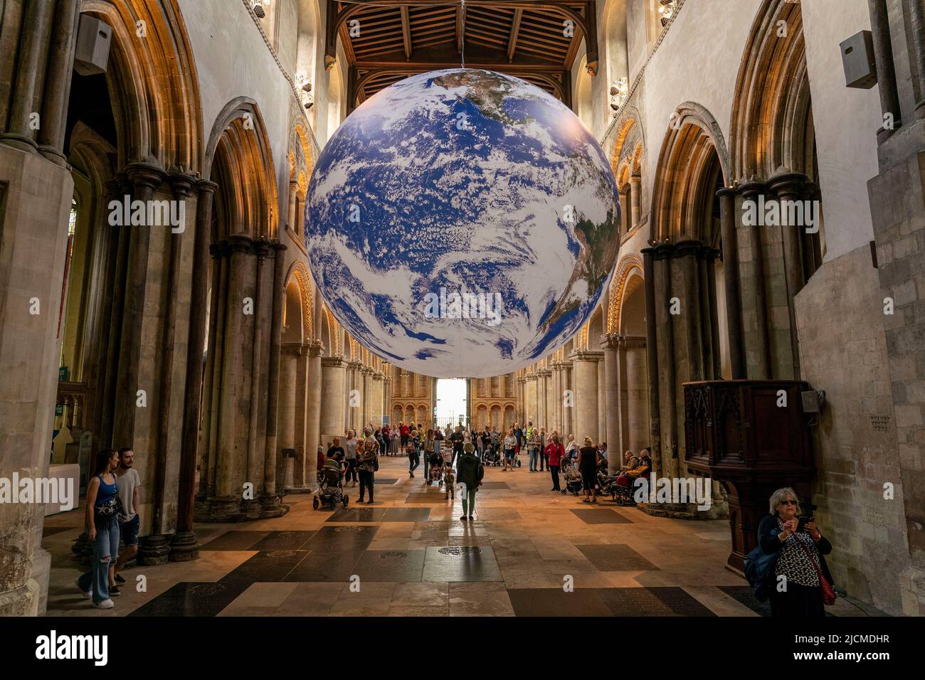 Luke Jerram’s Gaia at Rochester Cathedral in Kent. Measuring seven ...
