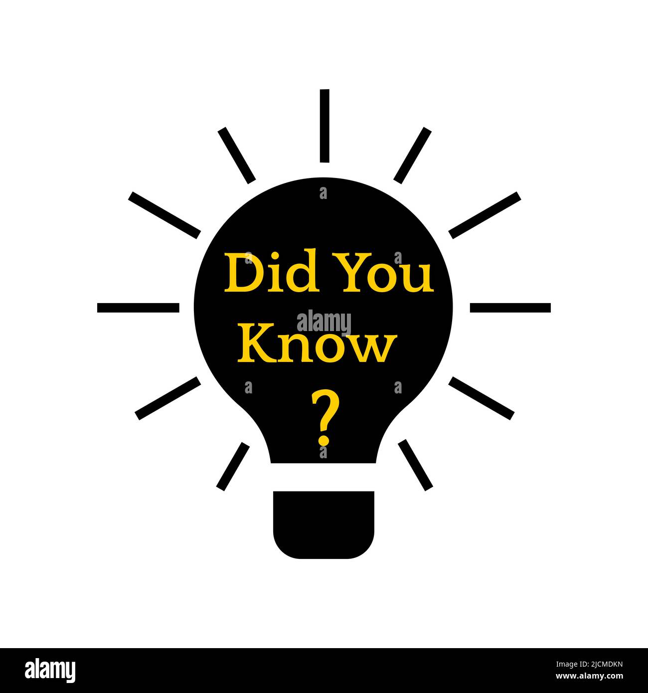 Did you know text on black light bulb vector icon Stock Vector Image ...