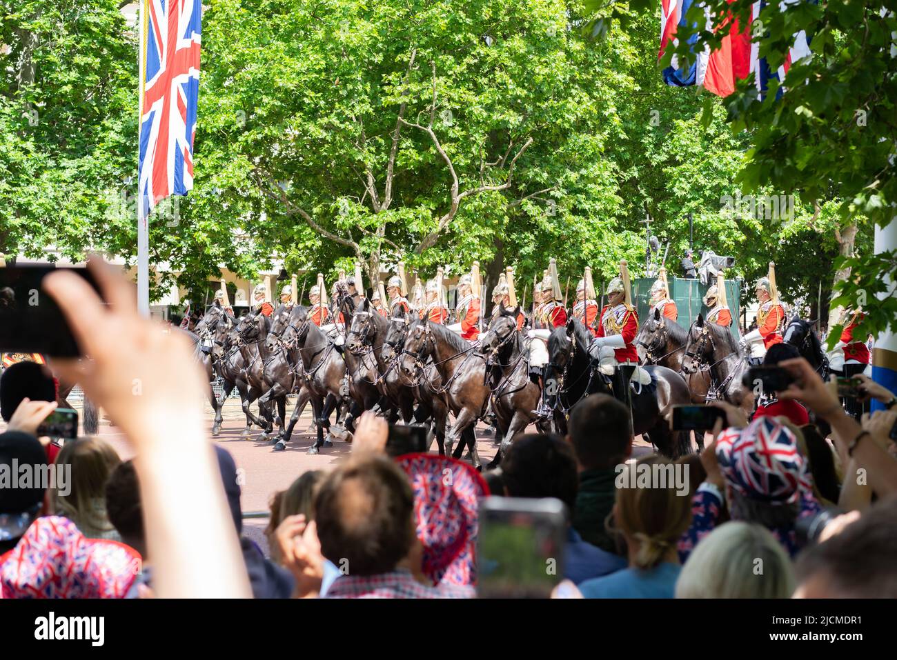 Royal procession along the Mall in London, England, celebrating Queen ...