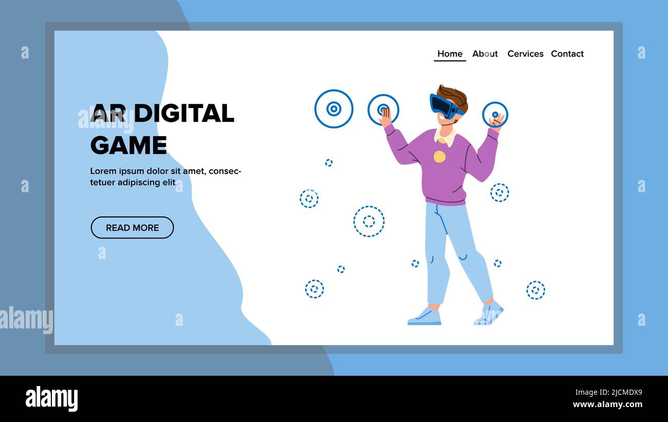 Ar Digital Game Playing Young Man Gamer Vector Stock Vector Image & Art ...