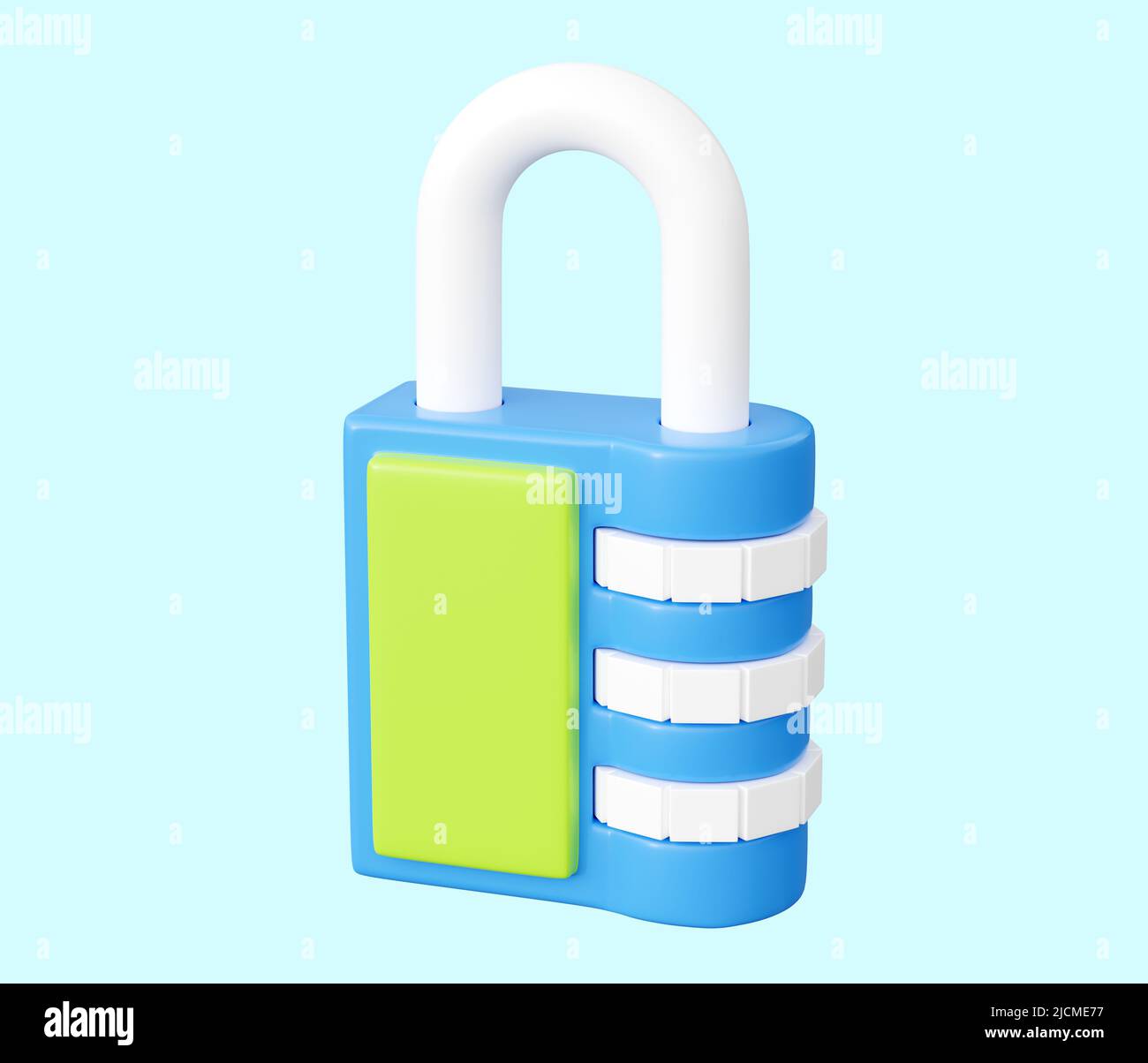 Code lock 3d render - cartoon illustration of blue and green closed ...