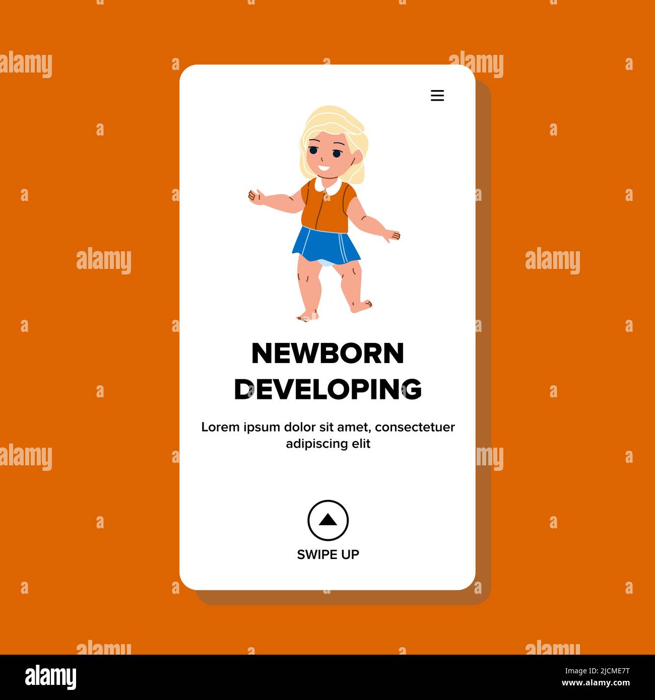 Girl Newborn Kid Developing And Growing Vector Stock Vector Image & Art ...