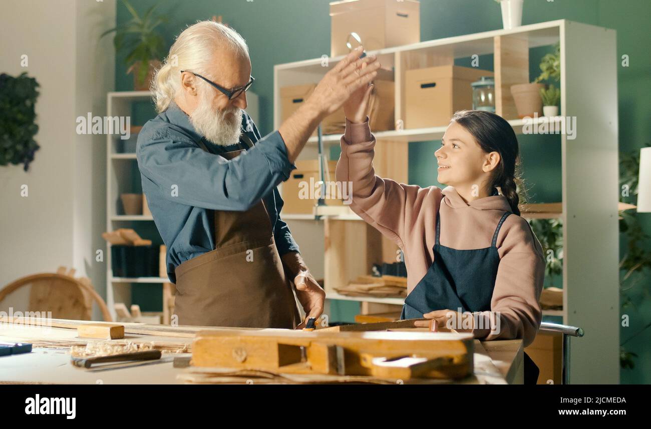 Caring Grandfather with his Teenage Granddaughter Spend Time Together ...