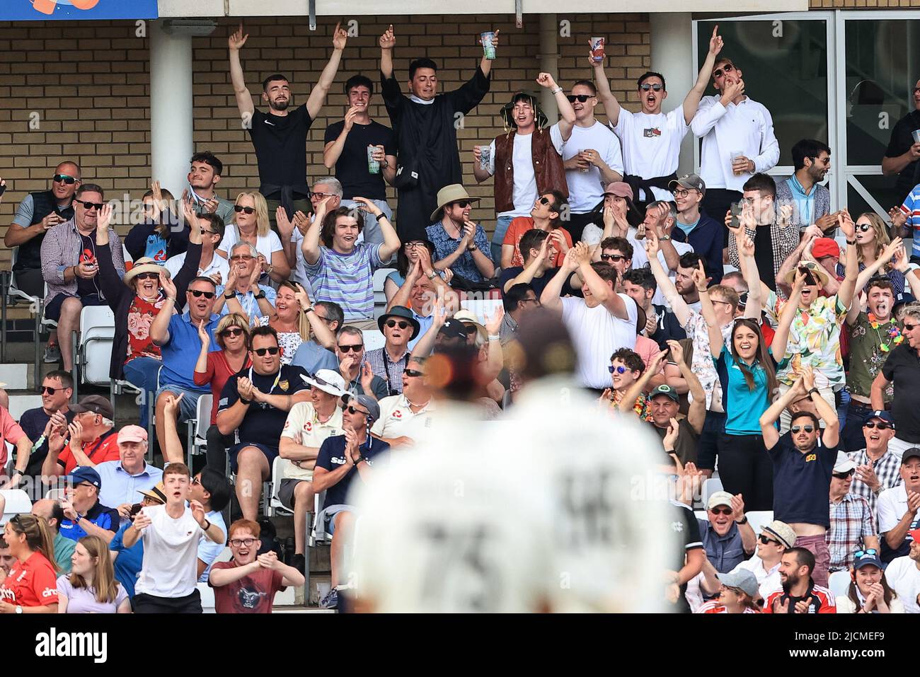England fans celebrate a six in the stands hi-res stock photography and ...