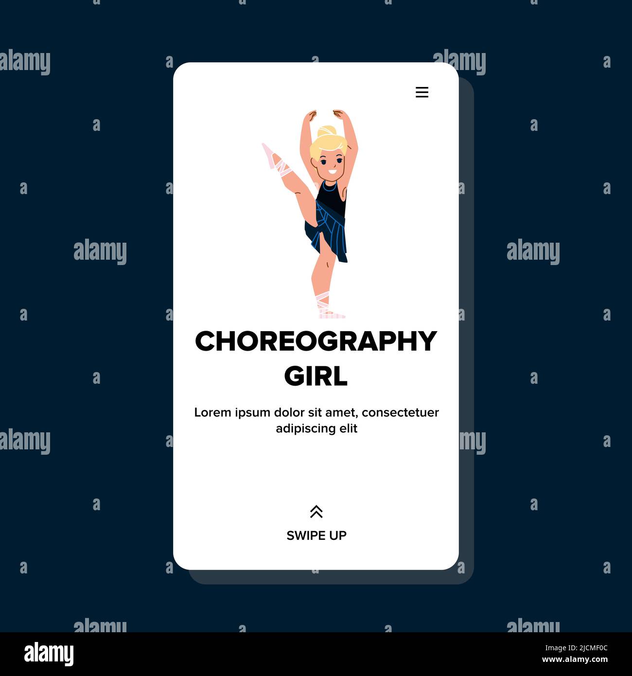 Dance Choreography Girl Training In Class Vector Stock Vector Image ...