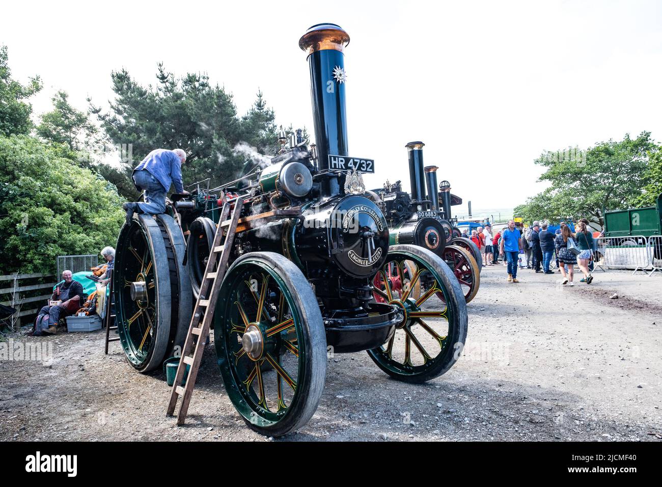 Vintage steam traction engines in a display at the Royal Cornwall Show ...